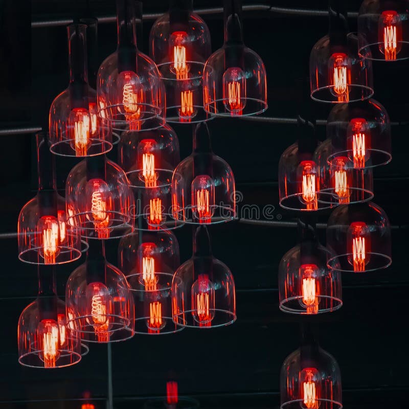 Red Lighting Decor on the Ceiling Stock Image - Image of expensive ...