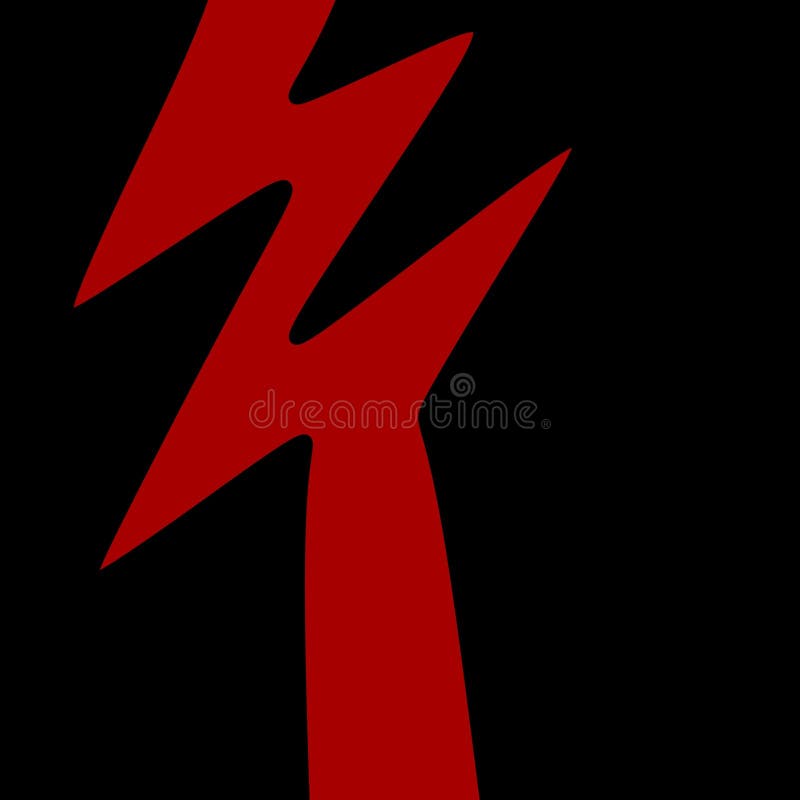 A Red Lightning Bolt on a Black Background Stock Illustration ...