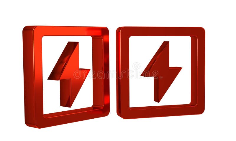Red Lightning Bolt Icon Isolated on Transparent Background. Flash Sign ...