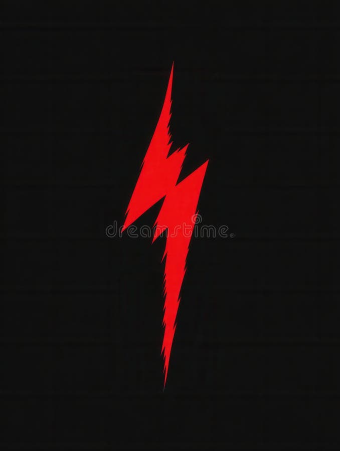 Red Lightning Bolt Icon on Solid Black Background with Bold Contrast ...