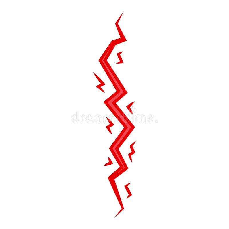 Red Lightning Bolt Spreading Light and Energy on White Background Stock ...
