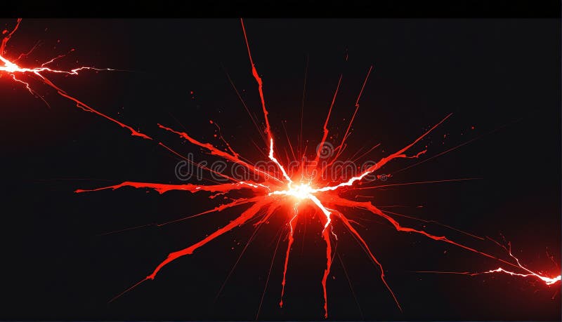 Red Lightning Impact Effect on Plain Black Ai Generated Stock ...