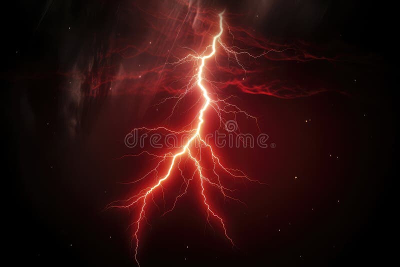 Red Lightning in the Night Sky, Thunderstorm. Generative AI Stock ...