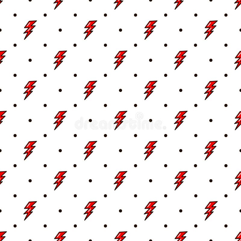 Red Lightning Seamless Pattern. Old School Style Stock Vector ...