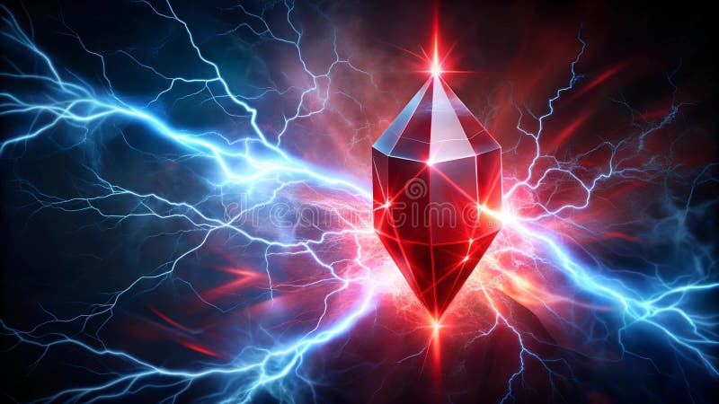 Red Lightning Bolt Splitting a Cloud Generative AI Stock Illustration ...