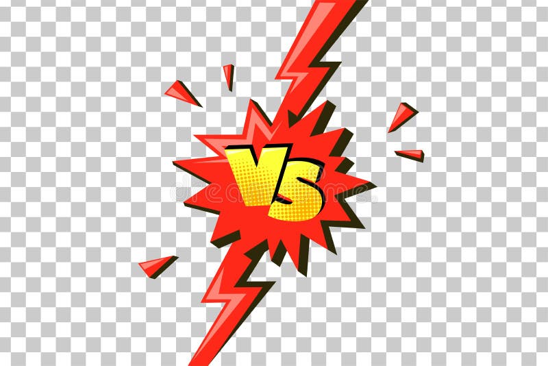 Red Lightning with Versus Sign. Comic Challenge Symbol with Vs Letters ...