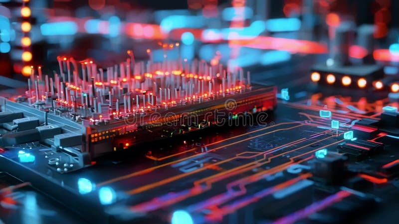 Innovative Computer Processor Cooling System Glowing on Motherboard ...