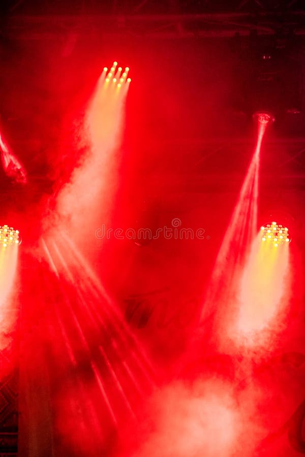 Stage LED Lights and Rays Pierce a Haze Stock Image - Image of night ...