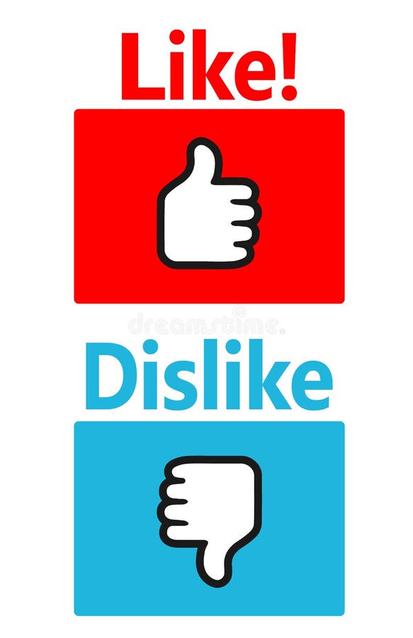 Red Like Buttons and Blue Dislike Buttons Yellow Background Vertical ...