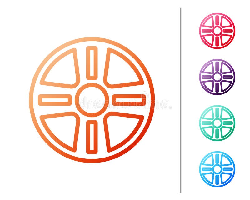 Red Line Alloy Wheel for a Car Icon Isolated on White Background. Set ... Red Line Alloy Wheel for a Car Icon Isolated on White Background. Set ...