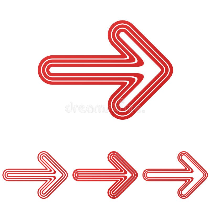 Red Line Arrow Logo Design Set Stock Vector - Illustration of left ...