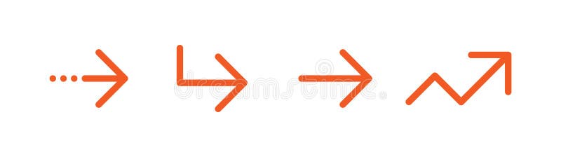Red Line Arrows Set. Flat Icon Isolated on White Stock Illustration ...