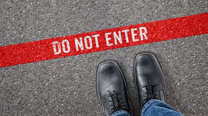 Red Line on Asphalt - Do Not Enter Stock Image - Image of restricted ...