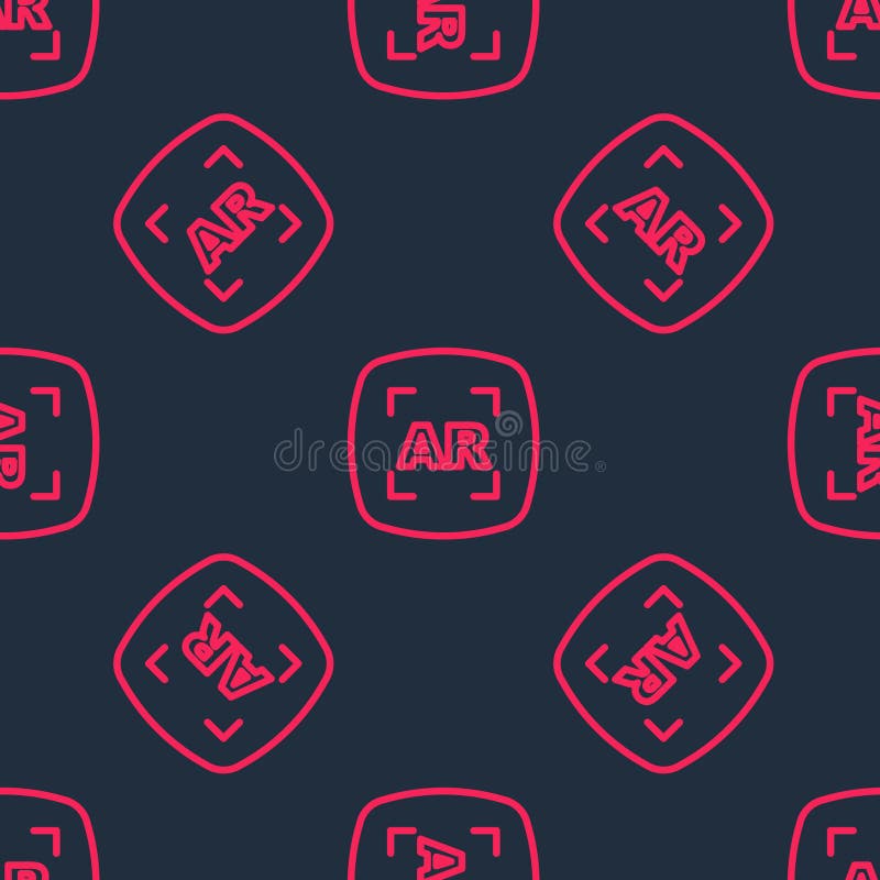 Red Line Augmented Reality AR Icon Isolated Seamless Pattern on Black ...