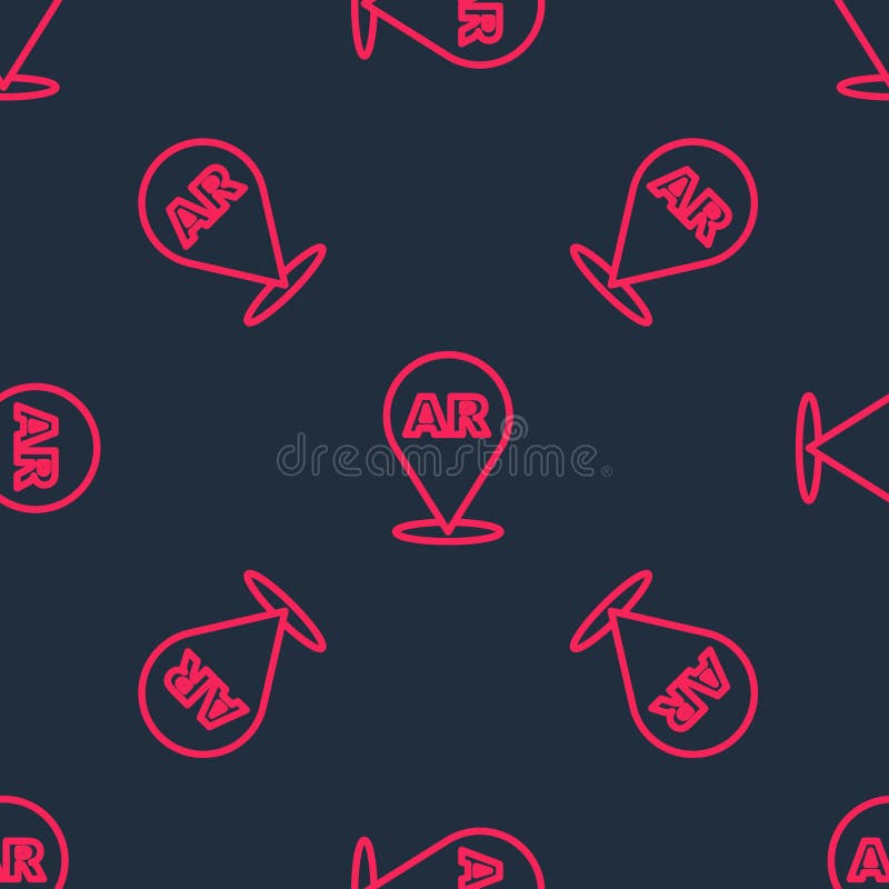 Red Line Augmented Reality AR Icon Isolated Seamless Pattern on Black ...