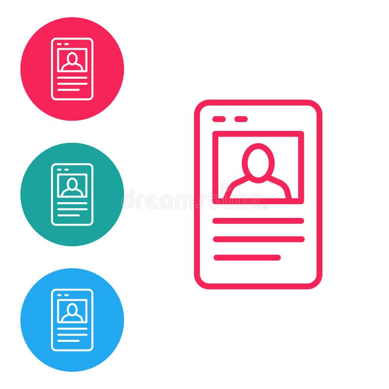 Red Line Baseball Card Icon Isolated on White Background. Set Icons in ...