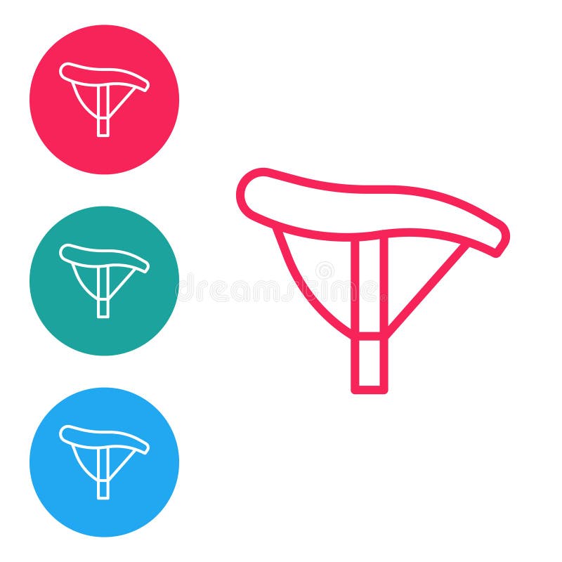 Red Line Bicycle Seat Icon Isolated on White Background. Bicycle Saddle ...