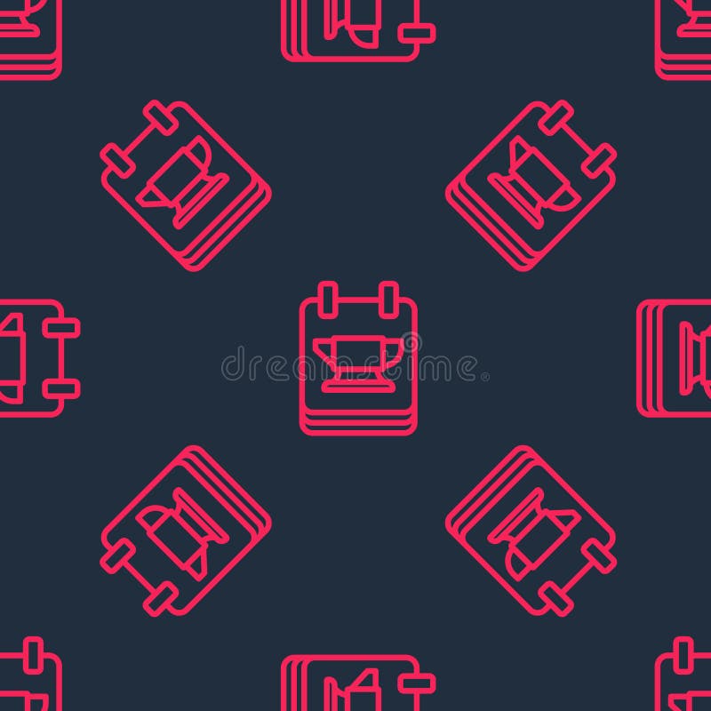Red Line Blacksmith Anvil Tool Icon Isolated Seamless Pattern on Black ...