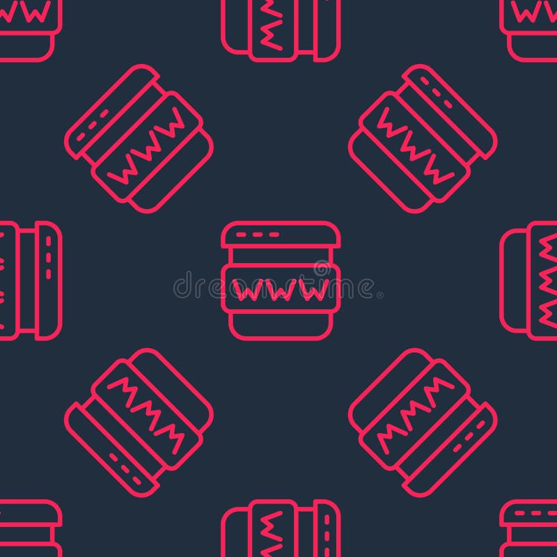 Red Line Browser Window Icon Isolated Seamless Pattern on Black ...