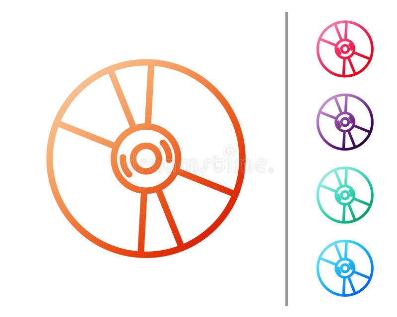 Red Line CD or DVD Disk Icon Isolated on White Background. Compact Disc ...