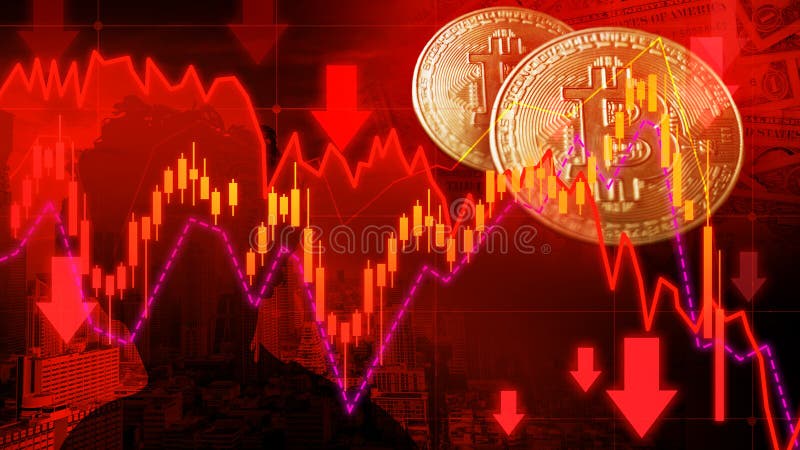 Red Line Chart Crypto Financial Chart with Downtrend Stock Photo ...