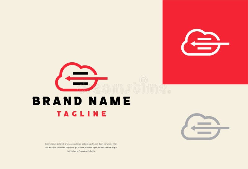 Red Line Cloud Computing Icon on a White Background Stock Vector ...