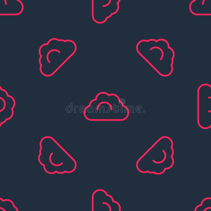 Red Line Cloudy Weather Icon Isolated Seamless Pattern on Black ...