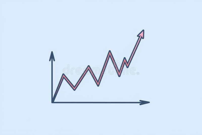 Red Line on a Colorful Graph Dips, Then Rises Toward the Top Stock ...