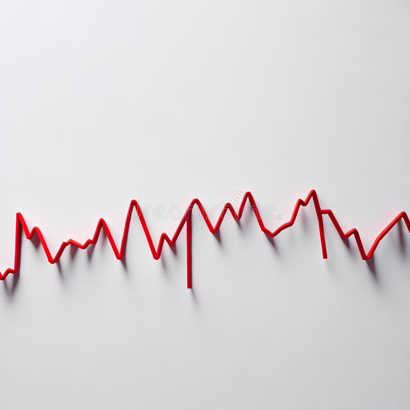 Heart Beat Line on White Background. Red Graph on White Background. Red ...