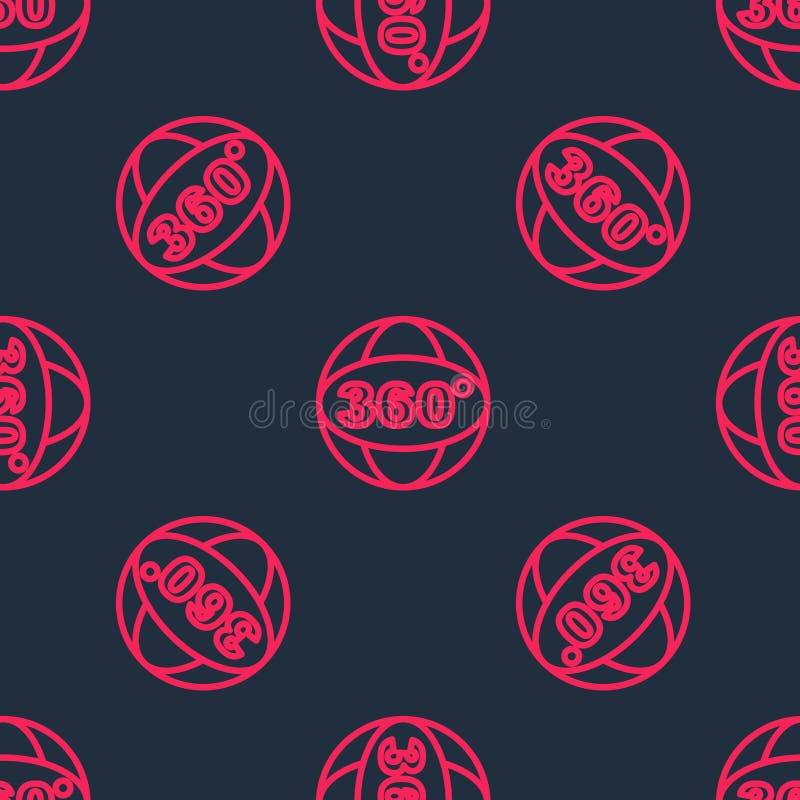Red Line 360 Degree View Icon Isolated Seamless Pattern on Black ...