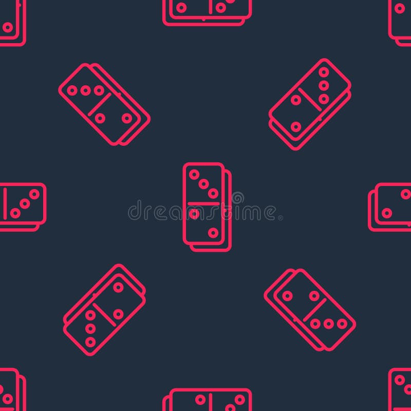 Red Line Domino Icon Isolated Seamless Pattern on Black Background ...