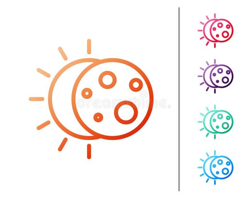 Red Line Eclipse of the Sun Icon Isolated on White Background. Total ...