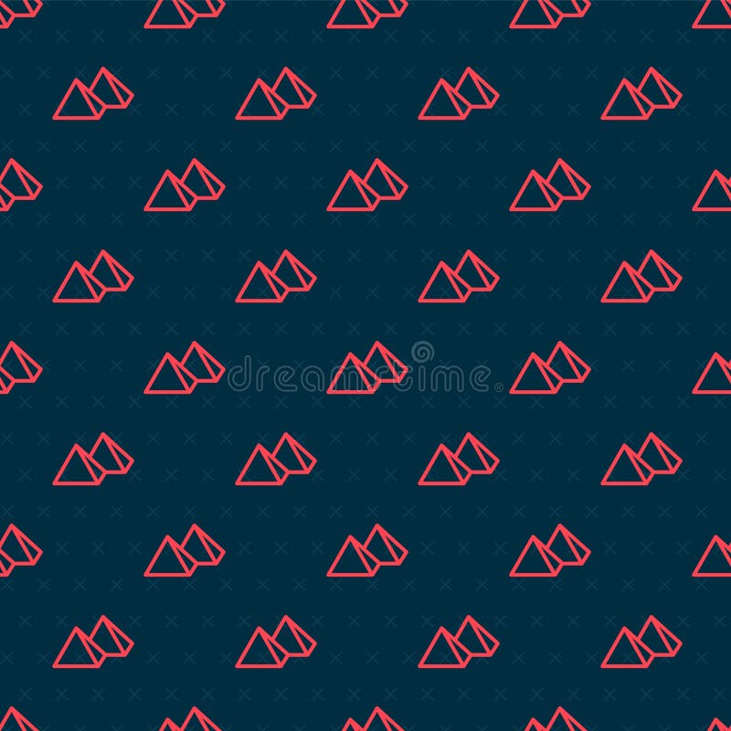 Red Line Egypt Pyramids Icon Isolated Seamless Pattern on Black ...