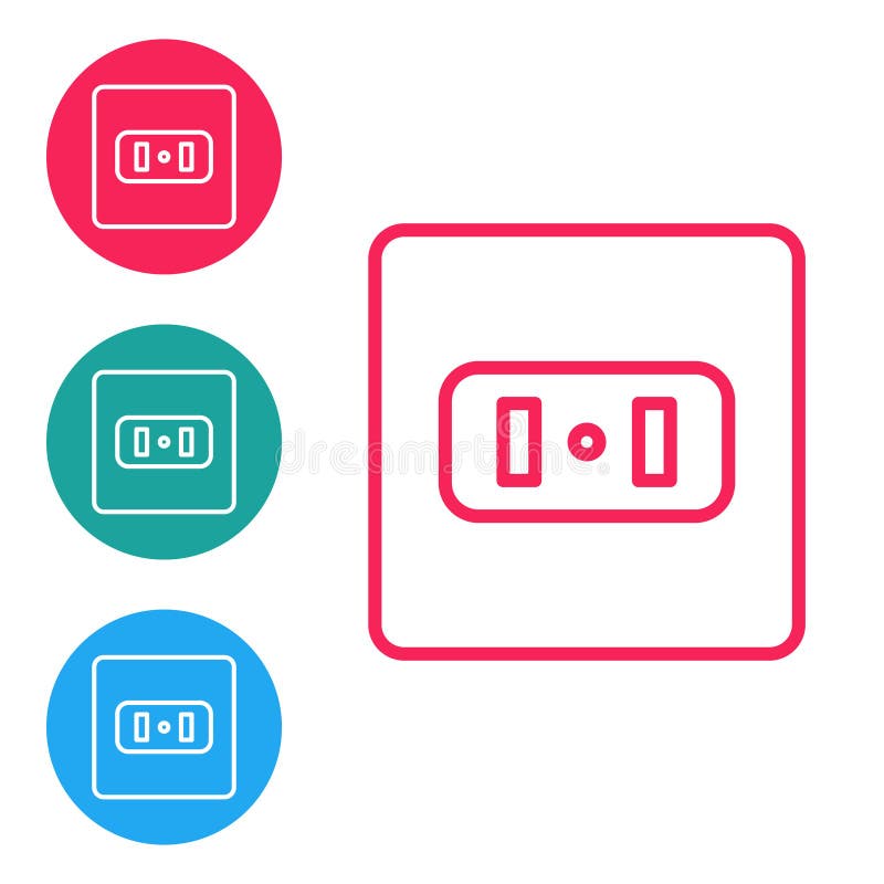 Red Line Electrical Outlet Icon Isolated on White Background. Power ...