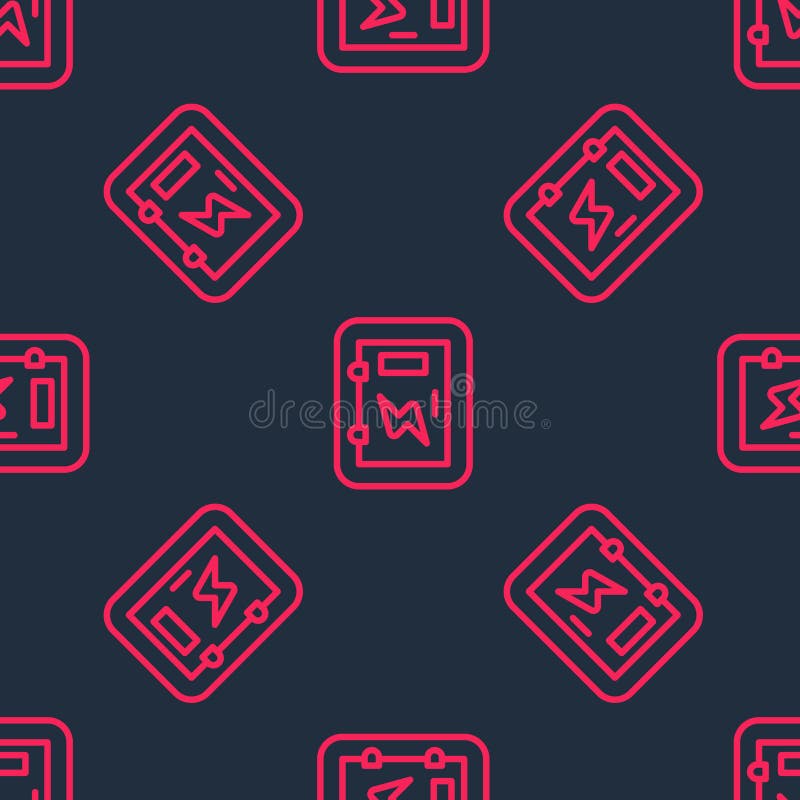 Red Line Electrical Panel Icon Isolated Seamless Pattern on Black ...