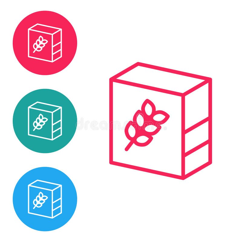 Red Line Flour Pack Icon Isolated on White Background. Set Icons in ...