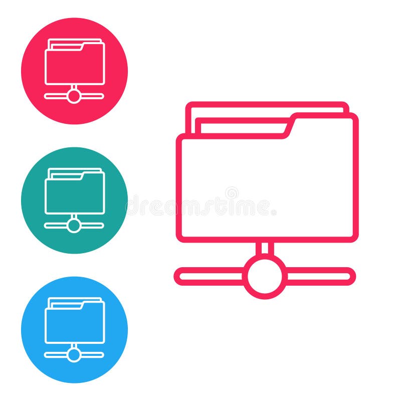 Red Line FTP Folder Icon Isolated on White Background. Software Update ...