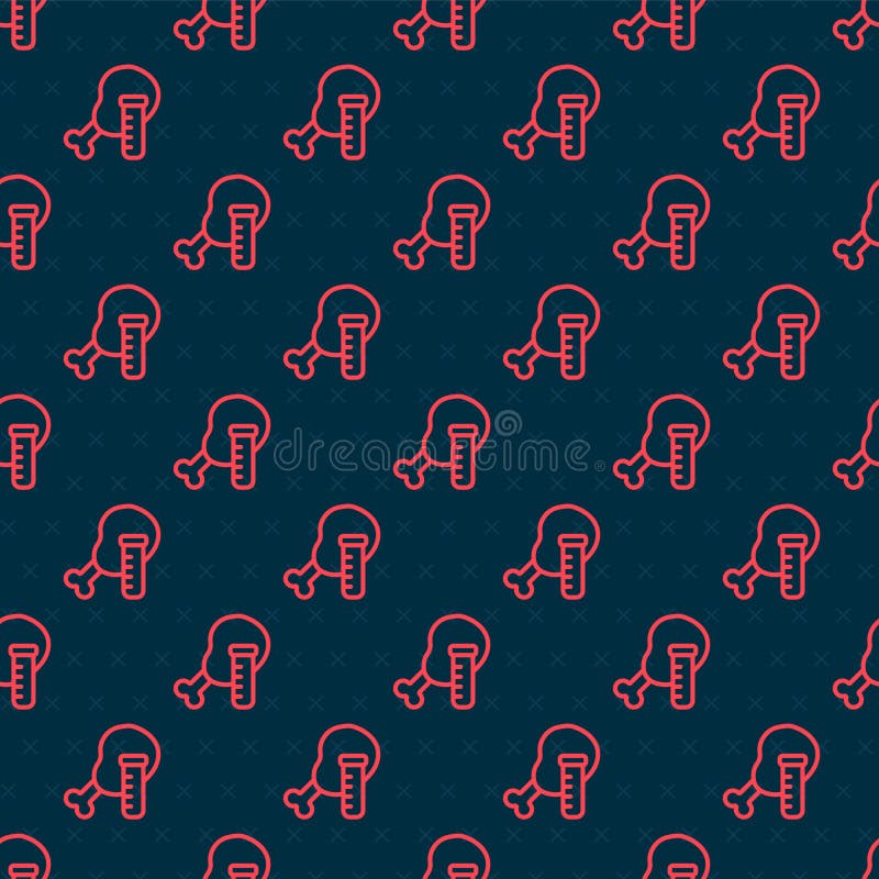 Red Line Genetically Modified Chicken Icon Isolated Seamless Pattern on ...