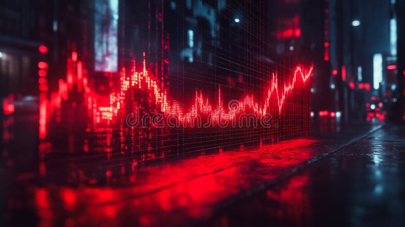 A Red Line Graph with a Red Background. the Graph is Showing a Downward ...