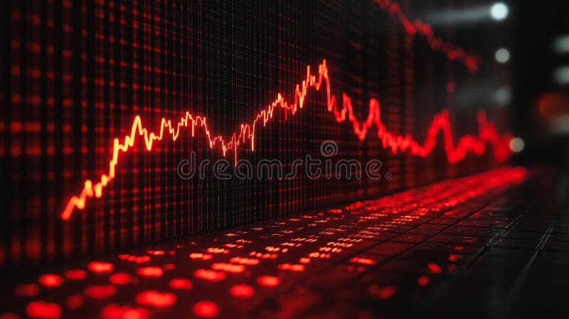 A Red Line Graph is Displayed on a Computer Keyboard. the Graph is Red ...