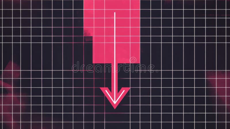 A Red Line Graph Illustrating a Downward Trend Against a Grid ...