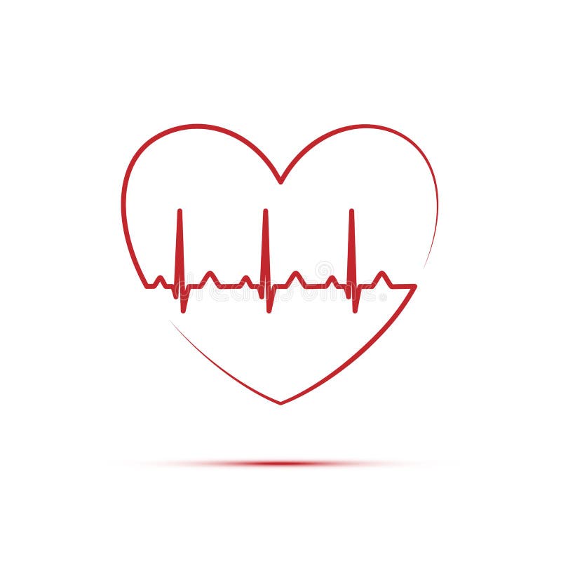 Red Line Heart Rate in Heart Shape. Vector Isolated Heart Icon. Stock ...