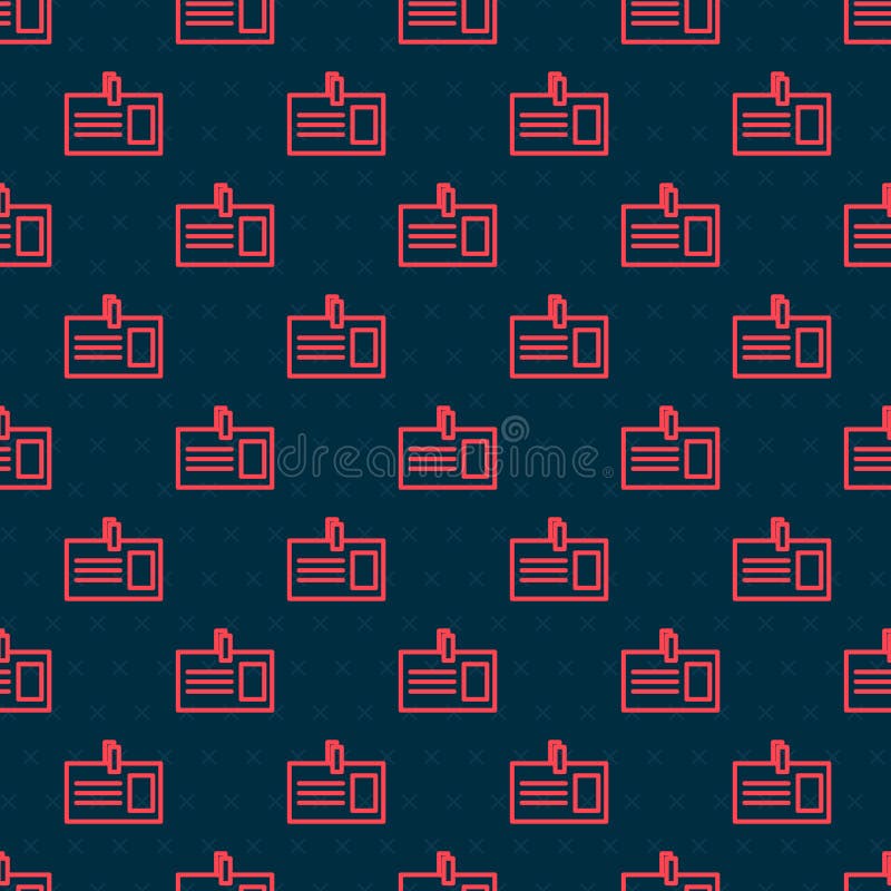 Red Line Identification Badge Icon Isolated Seamless Pattern on Black ...