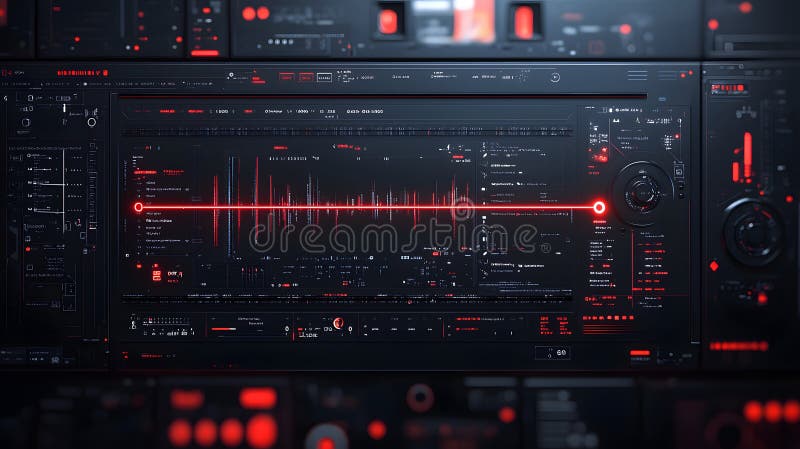 Red Line Interface on Clean Black Background Stock Illustration ...