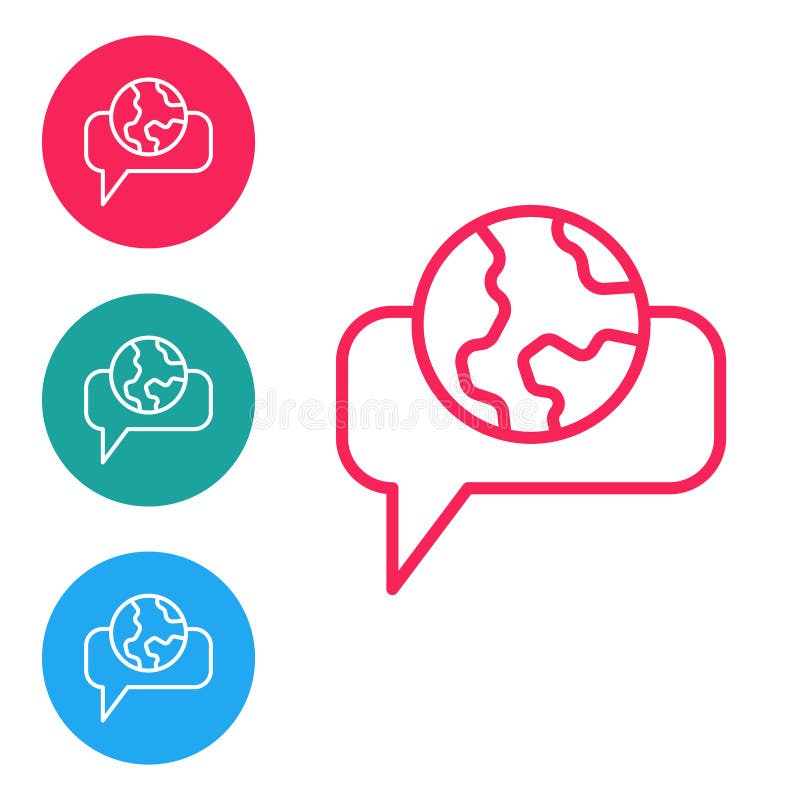 Red Line Learning Foreign Languages Icon Isolated on White Background ...