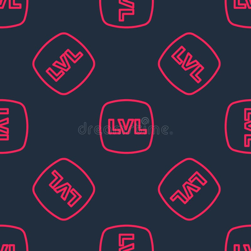 Red Line Level Game Icon Isolated Seamless Pattern on Black Background ...