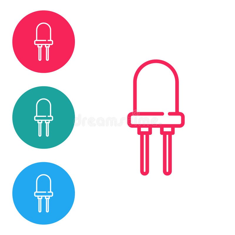 Red Line Light Emitting Diode Icon Isolated on White Background ...