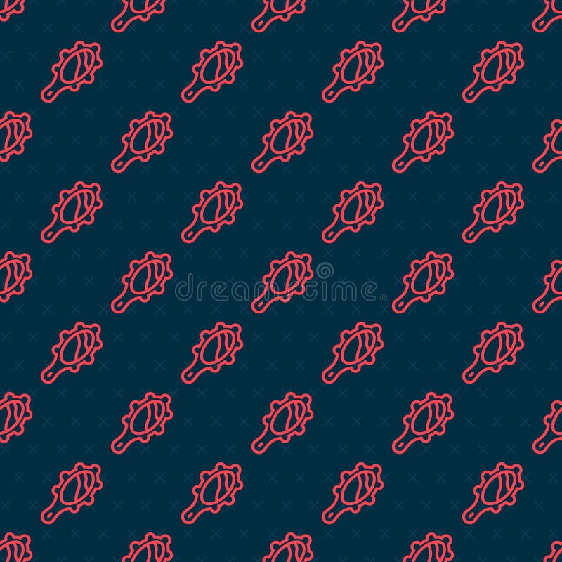 Red Line Magic Hand Mirror Icon Isolated Seamless Pattern on Black ...