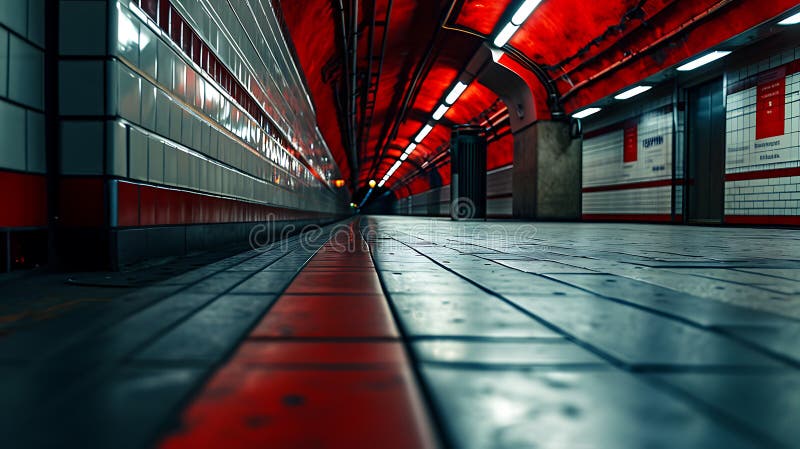 Red Line in the Metro. Copy Space Stock Illustration - Illustration of ...