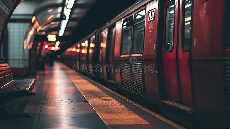 Red Line in the Metro. Copy Space Stock Illustration - Illustration of ...